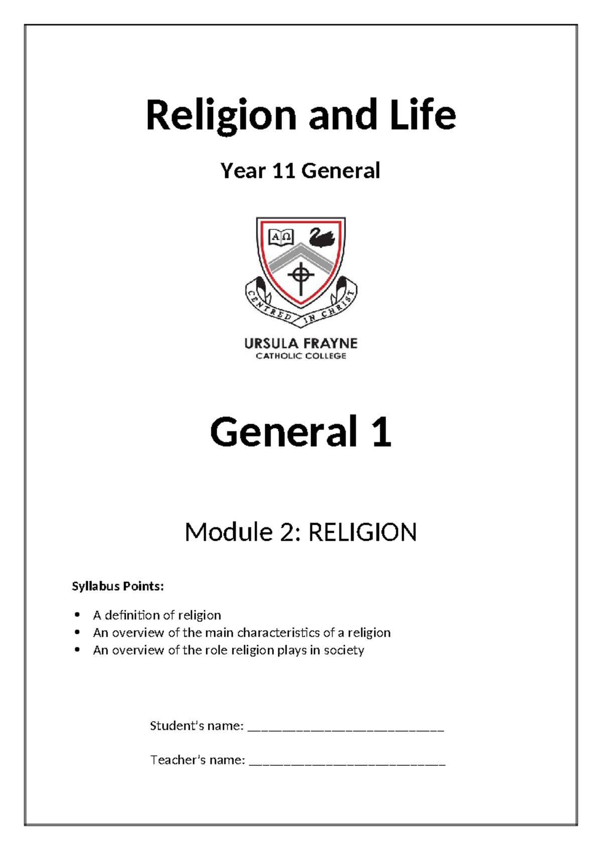 11RE Gen Module 2: Understanding Religion and Its Characteristics - Studocu