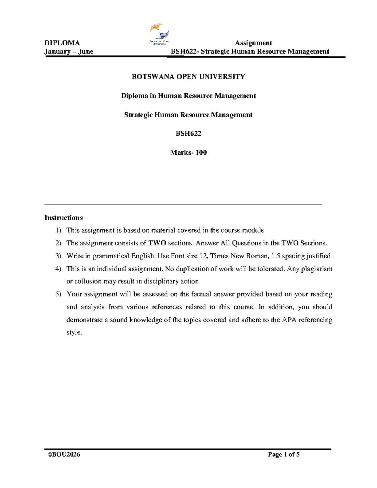 BSH622 Diploma Assignment: Strategic HR Management - Studocu