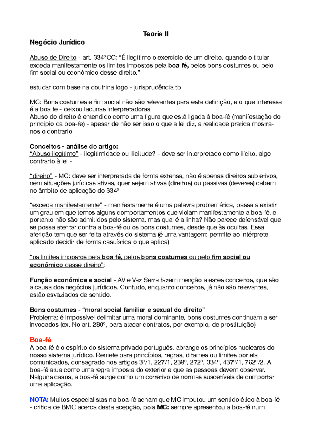 Negócio Jurídico e Abuso de Direito: Análise do Art. 334º CC - TGDC II ...