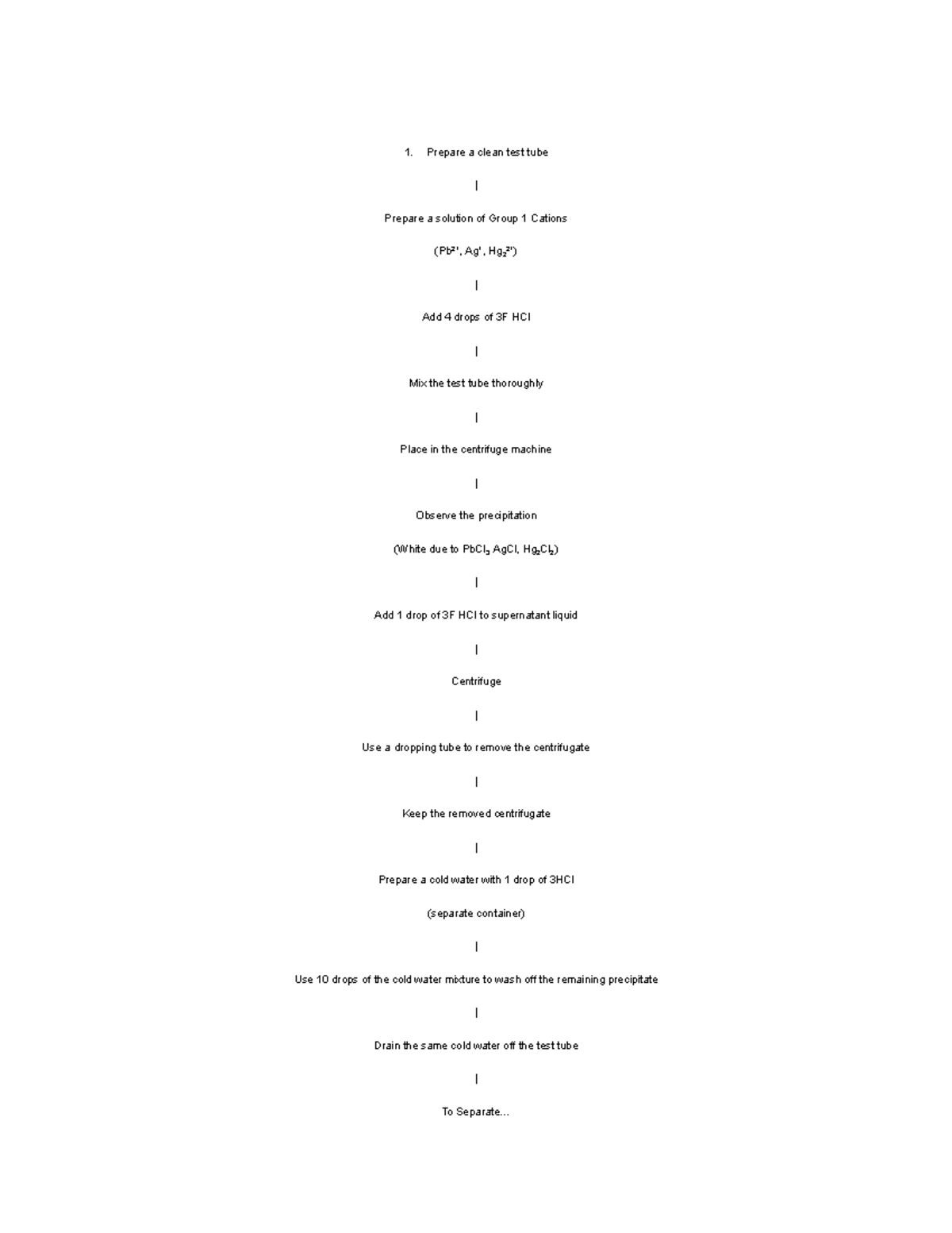 Group 1 Cations Experiment Summary - Lab Procedure Guide - Studocu