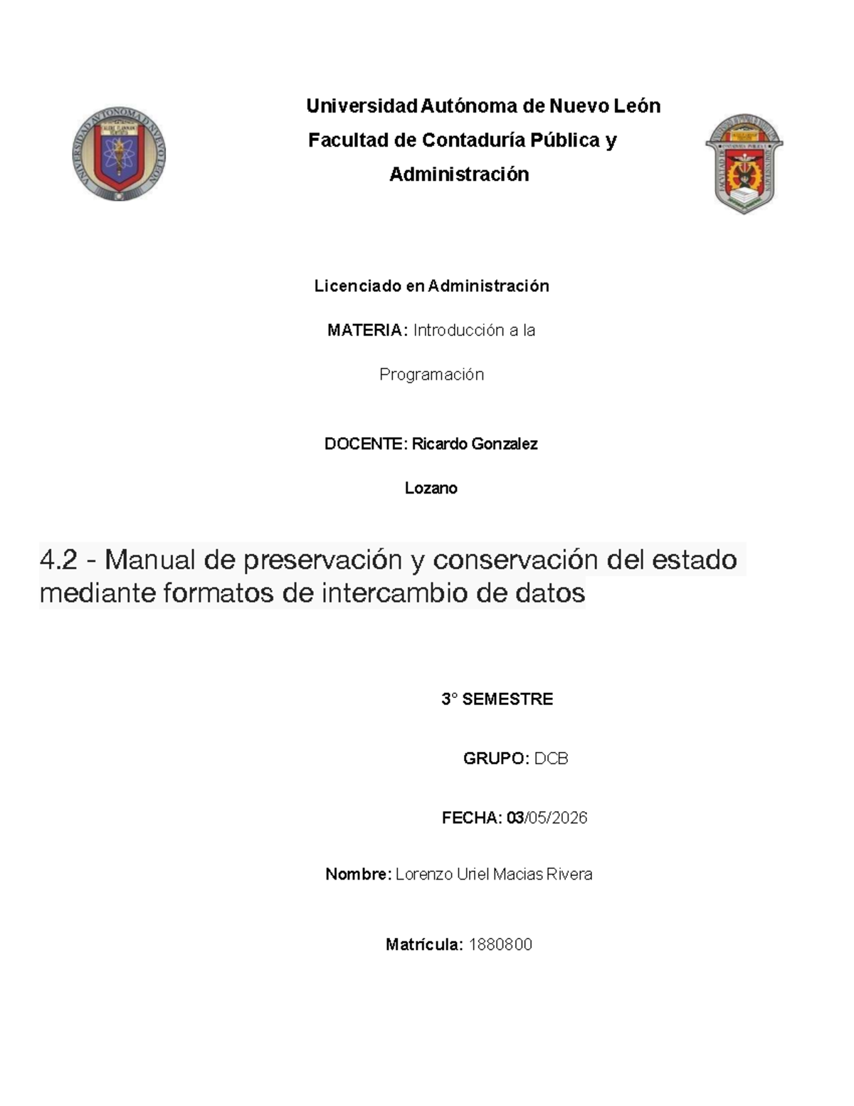 Act 4.2 Manual de Preservación y Conservación de Datos en Python - Studocu