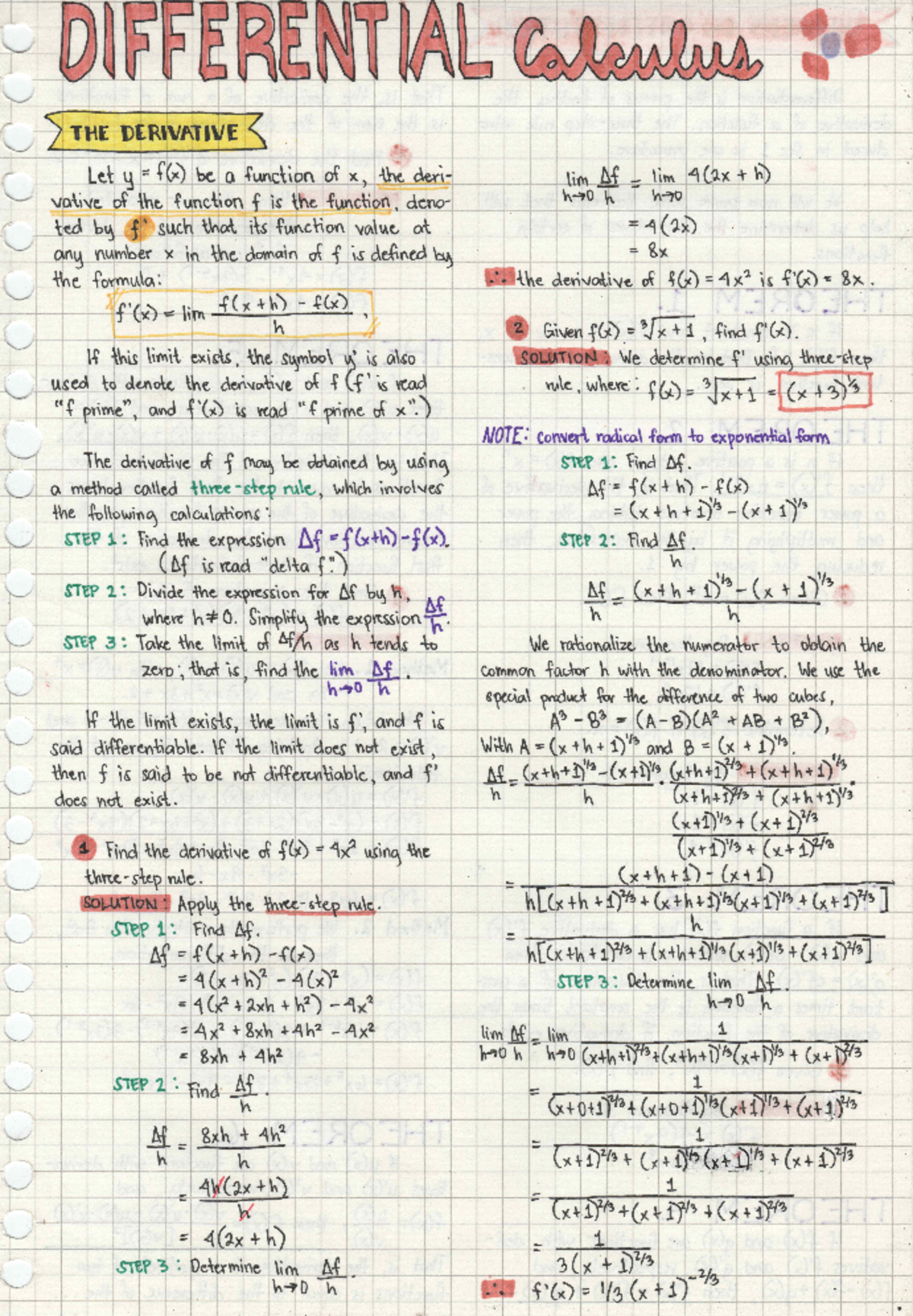 Differential Calculus: Understanding Derivatives & Theorems - Studocu
