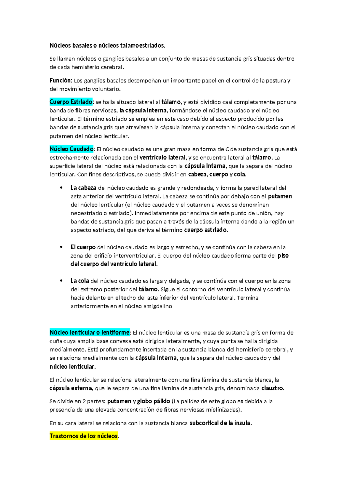 Núcleos basales o núcleos talamoestriados - Se llaman núcleos o ...