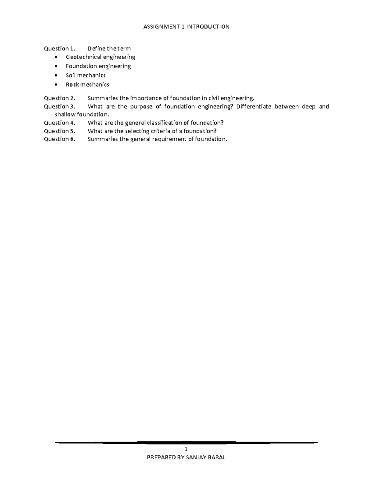 Assignment-foundation-Engineering - ASSIGNMENT 1 INTRODUCTION 1 ...
