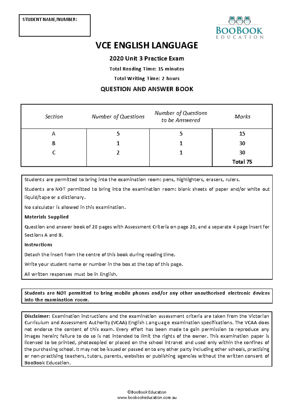 VCE ENGLISH LANGUAGE Unit 3 Practice Exam - Essay Material Insights ...