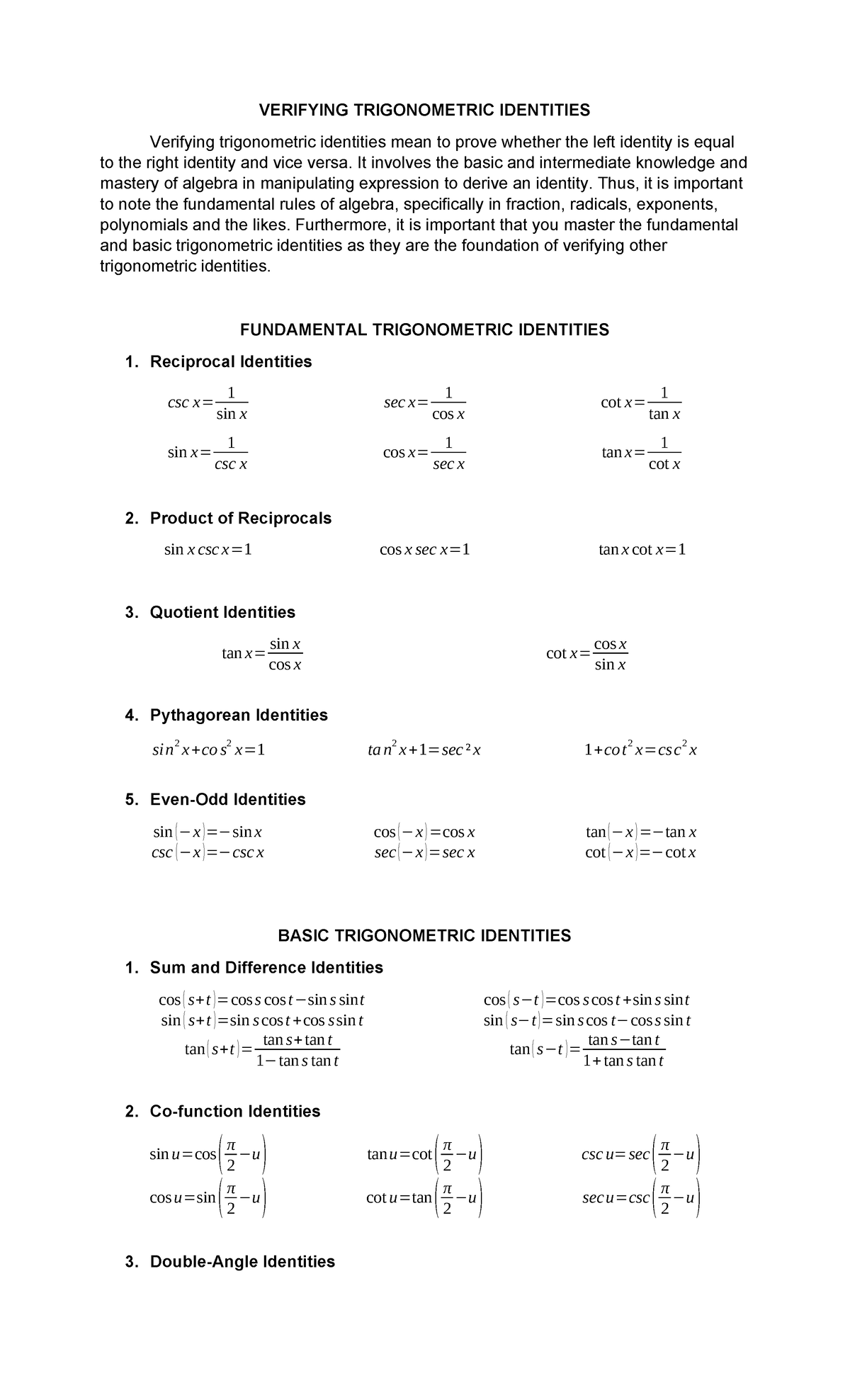 MM2-Trigonometry-Verifying Trigonometric Identities: A Comprehensive ...