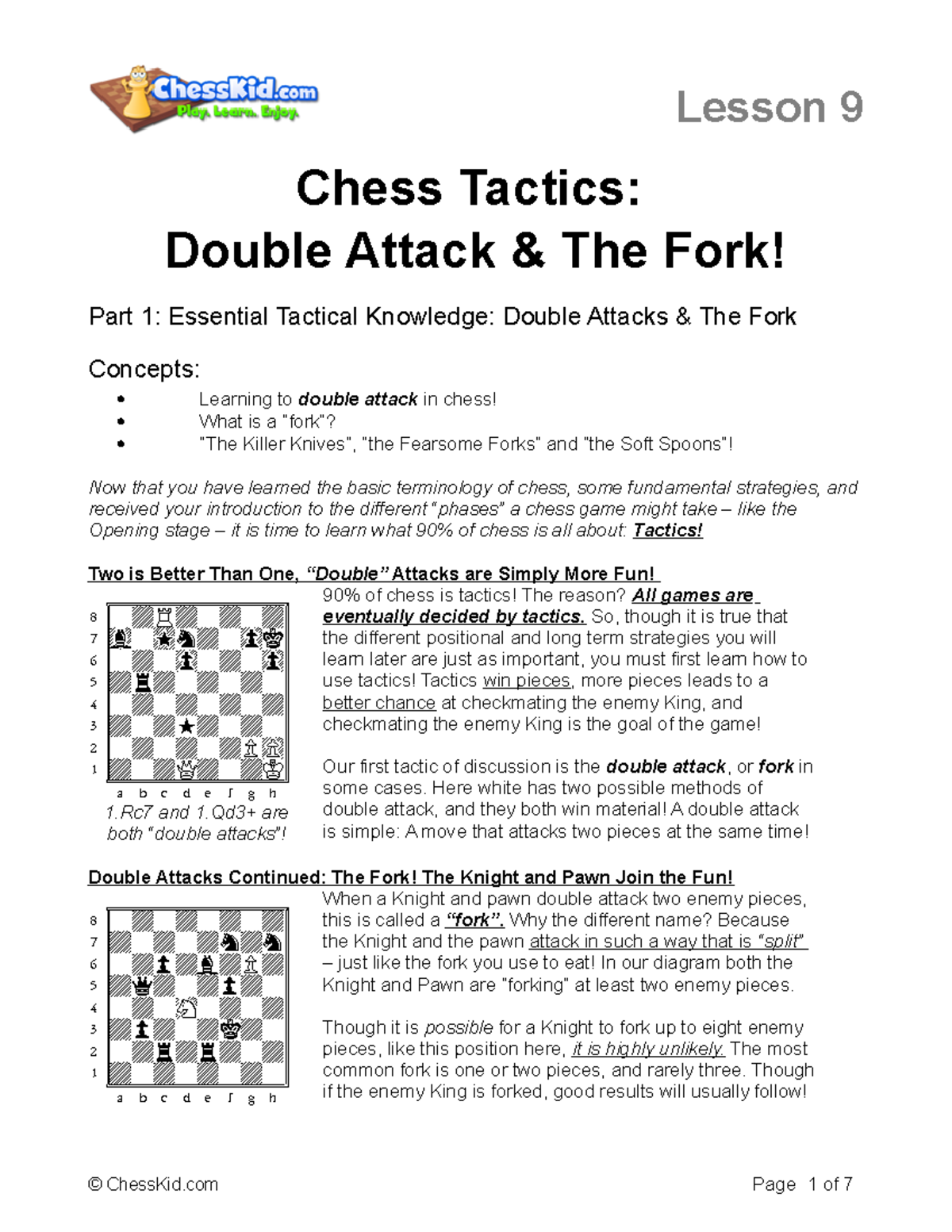 Lesson 9 - Chess Tactical Strategies: Double Attacks & Forks - Studocu