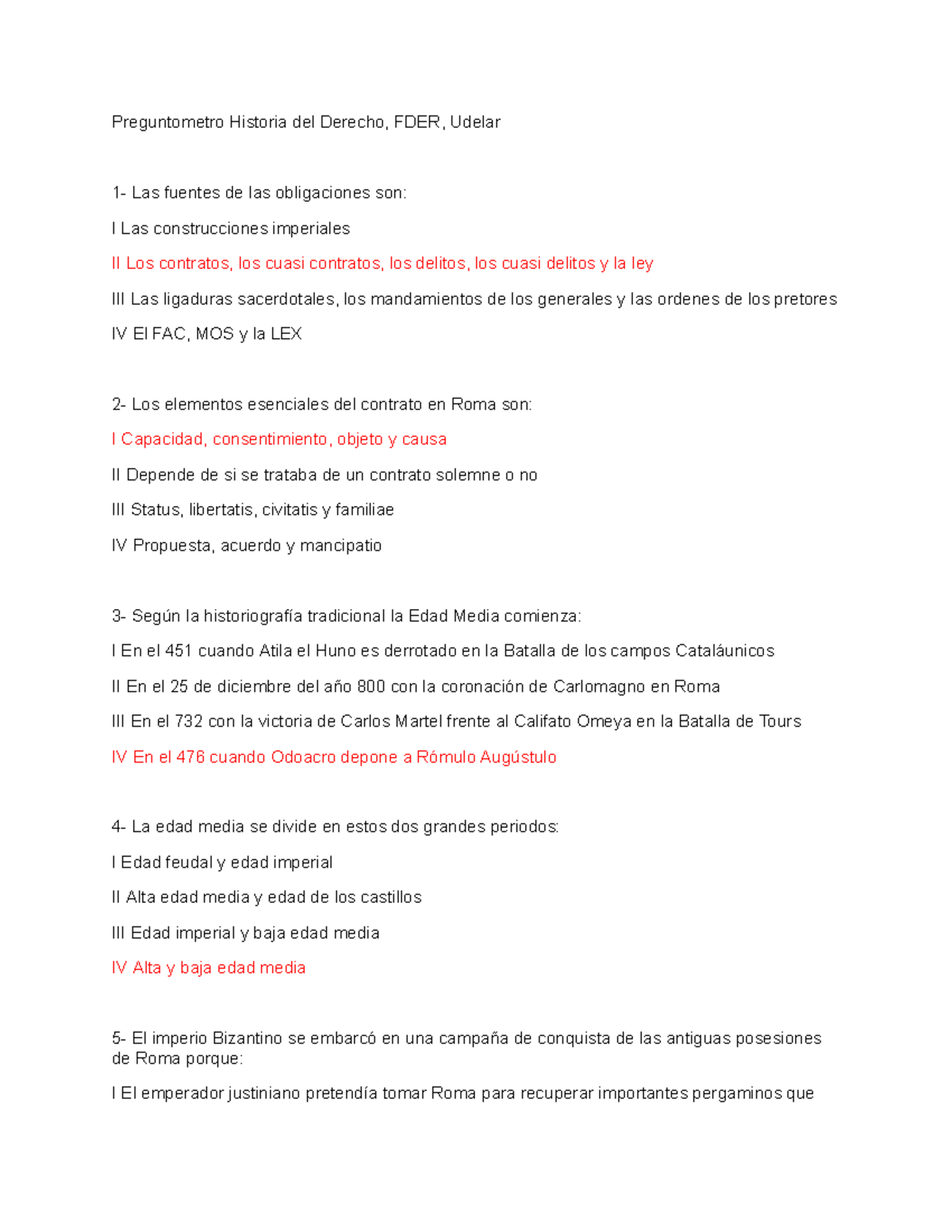 Preguntas y Respuestas de Parciales - Historia del Derecho, FDER ...