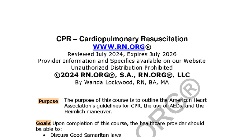 CPR Guidelines and Protocols: AHA Standards for 10008 - Studocu