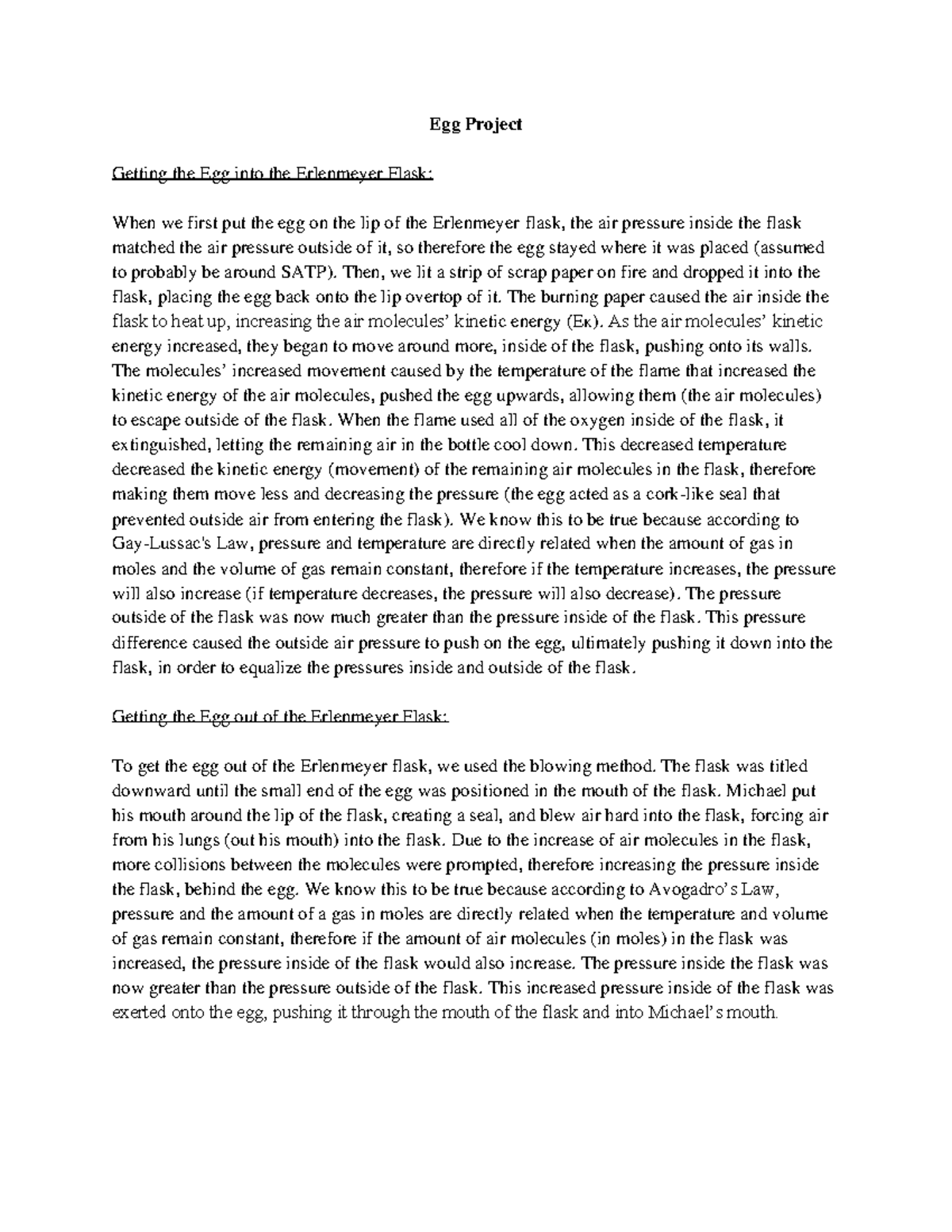 Egg Project - This was an assignment done for bonus marks in my Grade ...