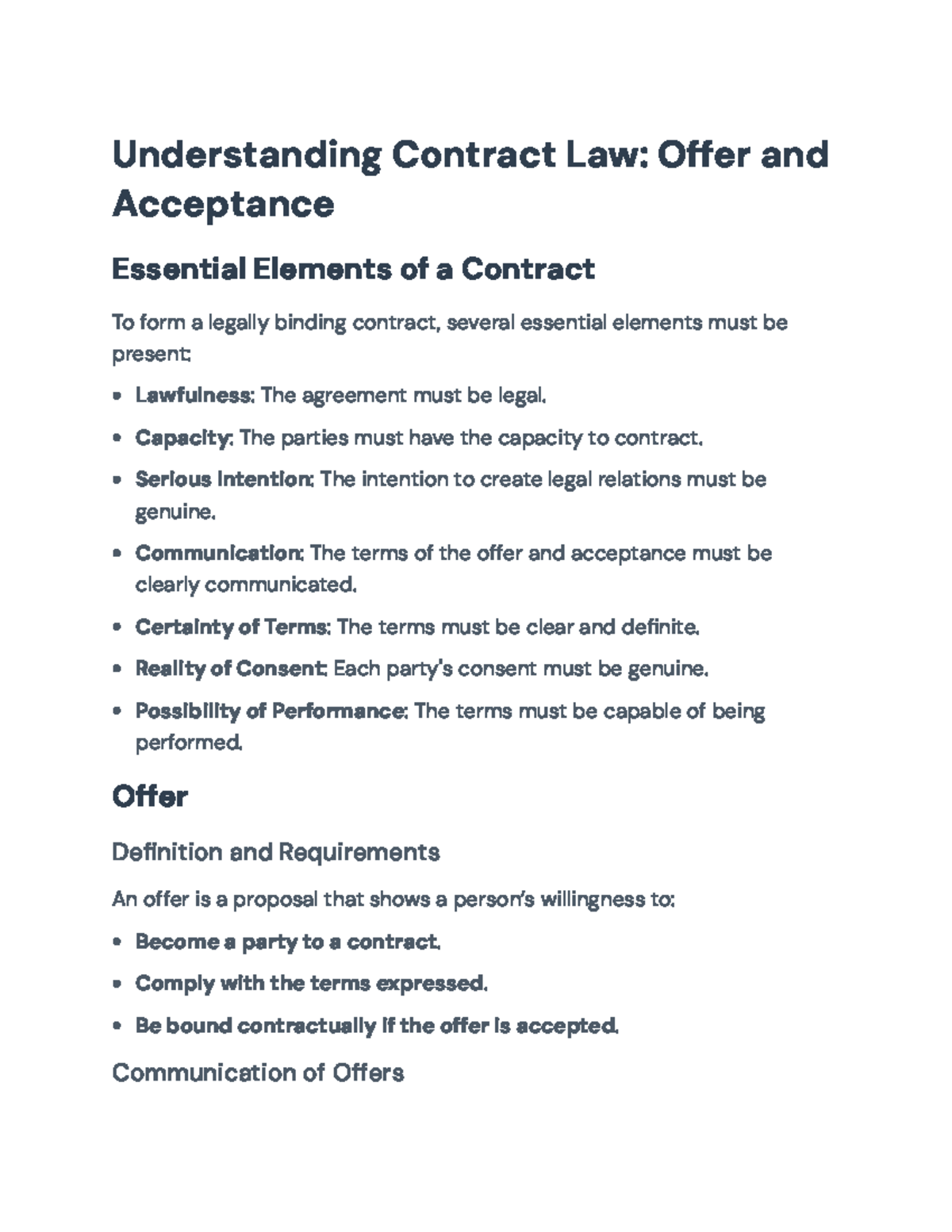 Contract Law Essentials: Offer and Acceptance Explained (LAW101 ...