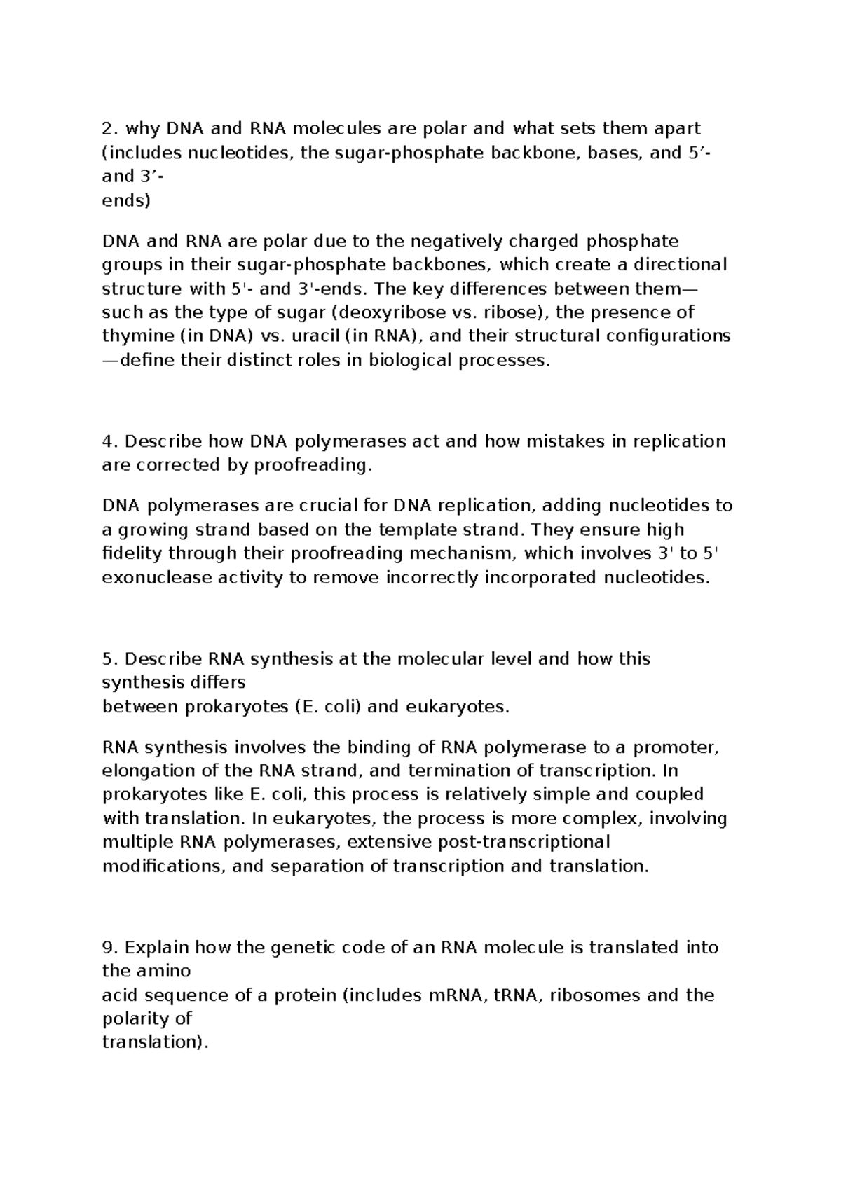 Biology 101: DNA & RNA Polarity, Replication, and Synthesis Insights ...