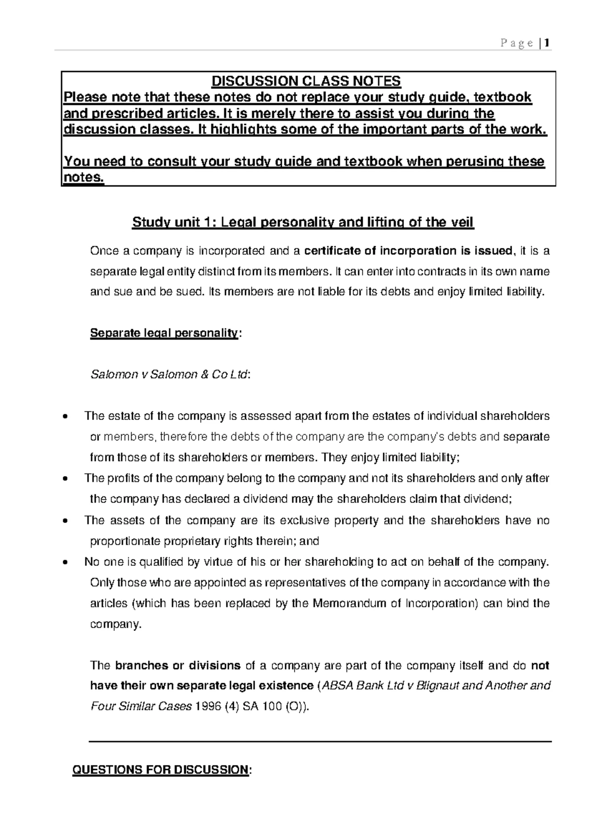 Study unit 8 questions and answers - Study unit 8: CORPORATE FINANCE ...