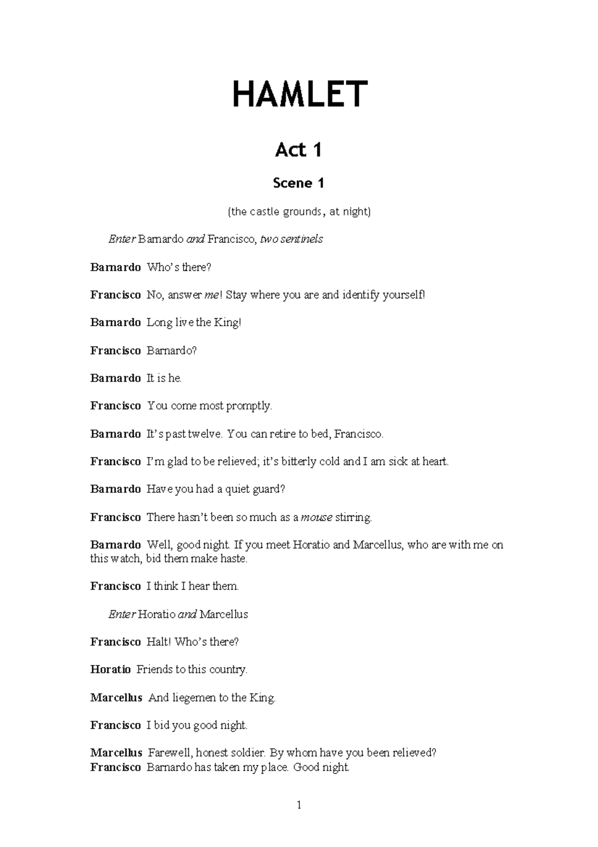 Hamlet-The summary of hamlet - Literature in English - Studocu