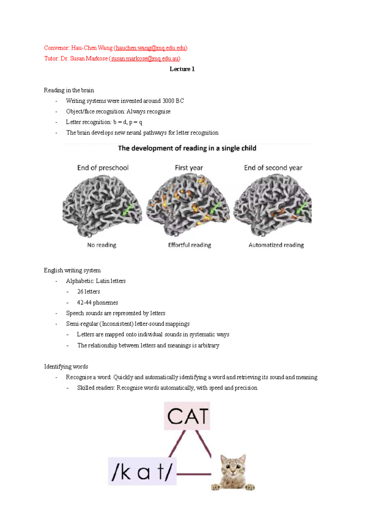EDST2601 & EDST8217 Lecture Notes: Phonological Awareness & Reading ...