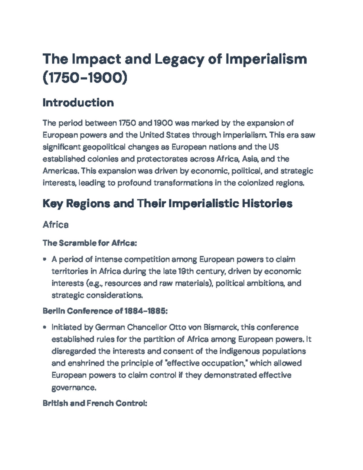 The Impact and Legacy of Imperialism (1750-1900) - The Impact and ...