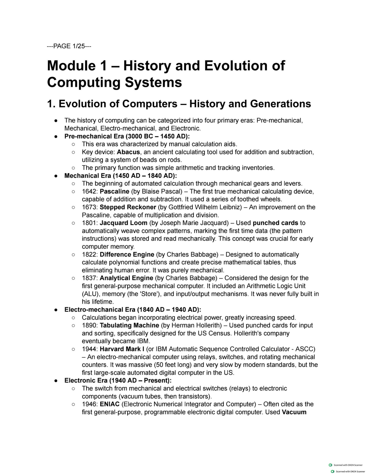 PAGE Module 1: History and Evolution of Computing Systems - Studocu