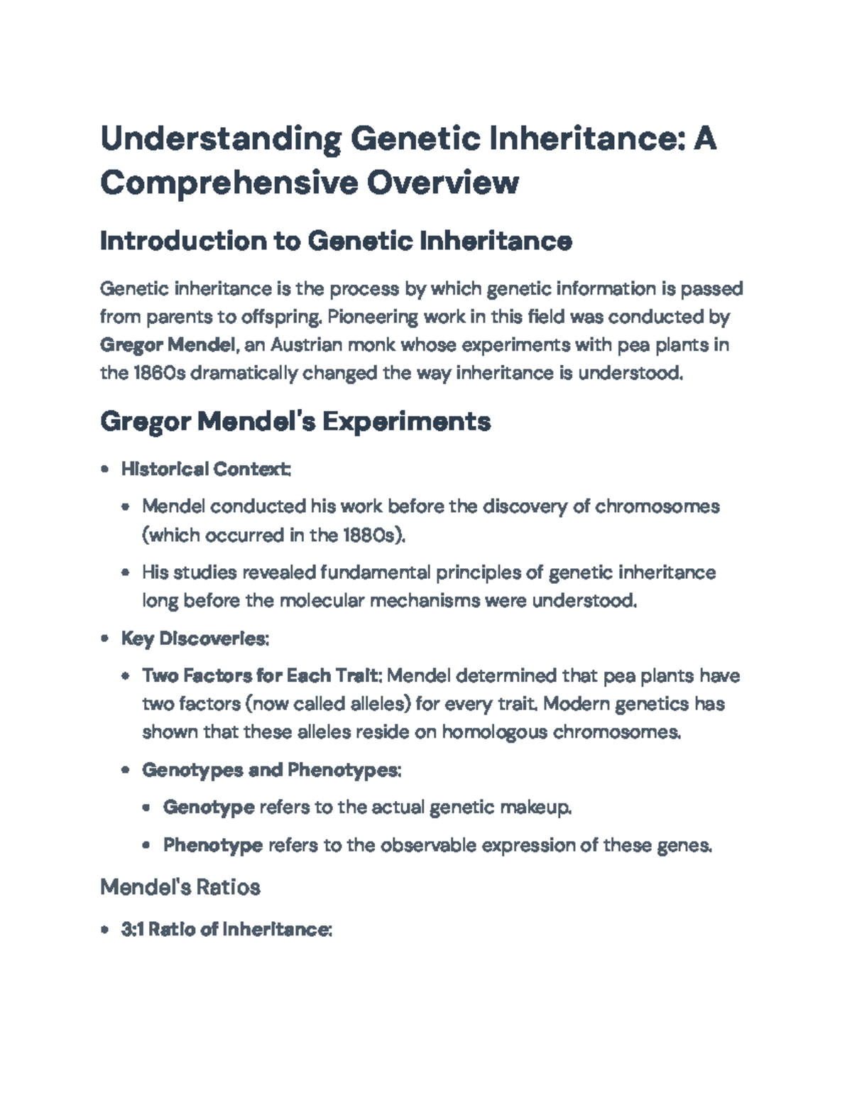 Genetic Inheritance Overview: Key Principles and Modern Insights ...