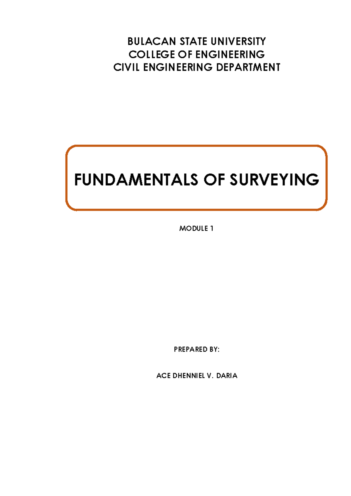 CVE 202: Module 1 - Intro to Surveying and Field Techniques - Studocu
