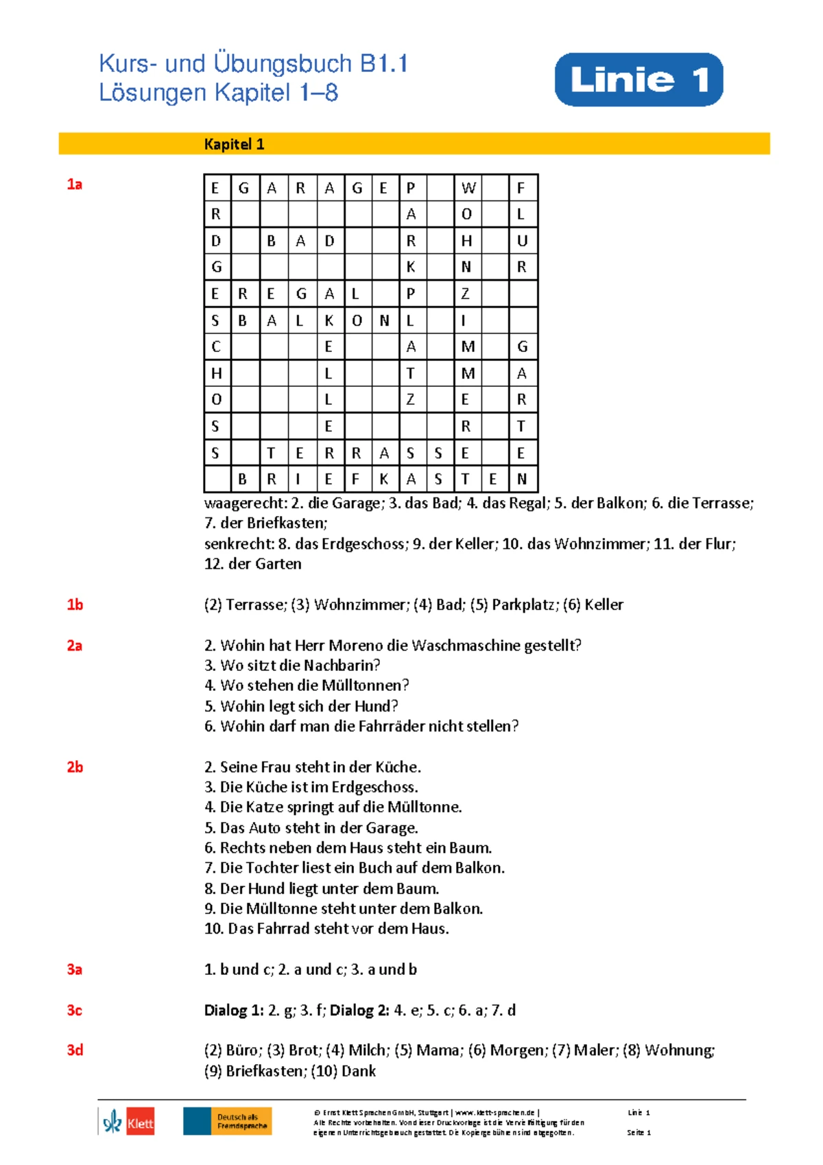 Grammatik Kopiervorlagen L1 B2 - Arbeitsblätter Grammatik © Ernst Klett ...