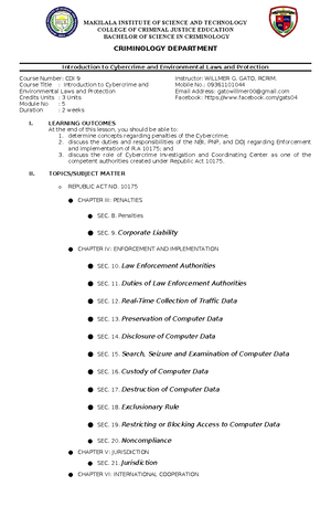 Module 4 CDI - cybercrime - MAKILALA INSTITUTE OF SCIENCE AND ...