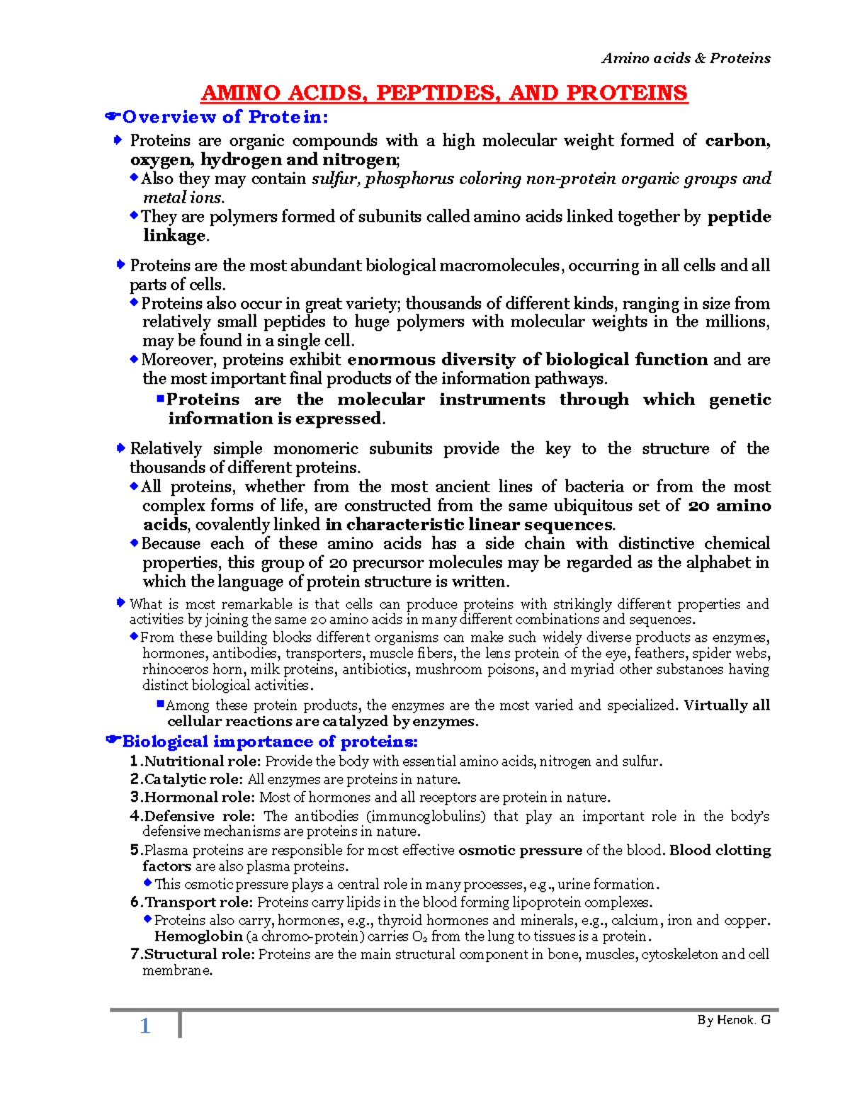 Amino acids, Peptides & Protein - AMINO ACIDS, PEPTIDES, AND PROTEINS ...