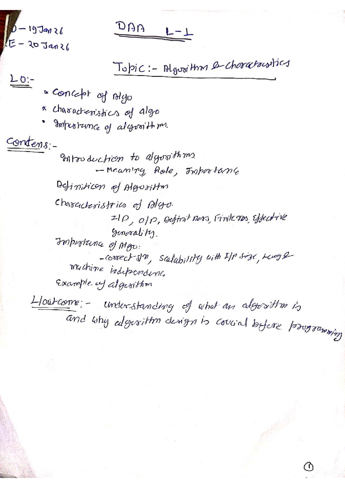 Unit 1 & 2 Lecture Notes: Myoithm Characteristics & Algorithms - Studocu