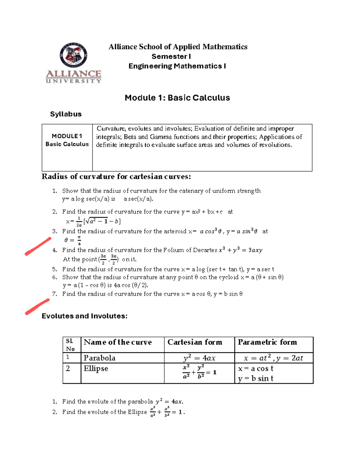Engineering Mathematics I - Module 1: Basic Calculus Concepts - Studocu