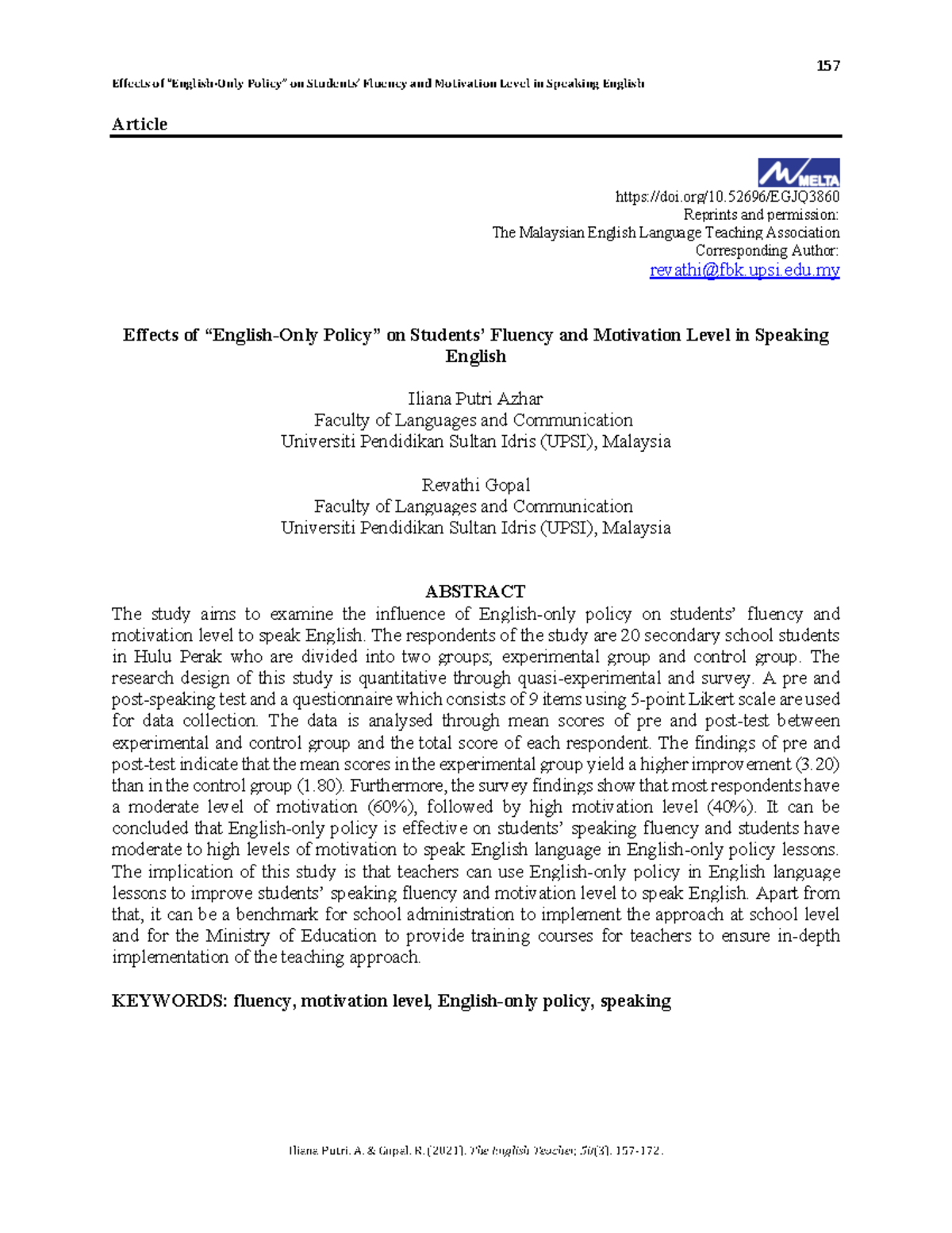 Exploring the Impact of English-Only Policy on Fluency & Motivation in ...