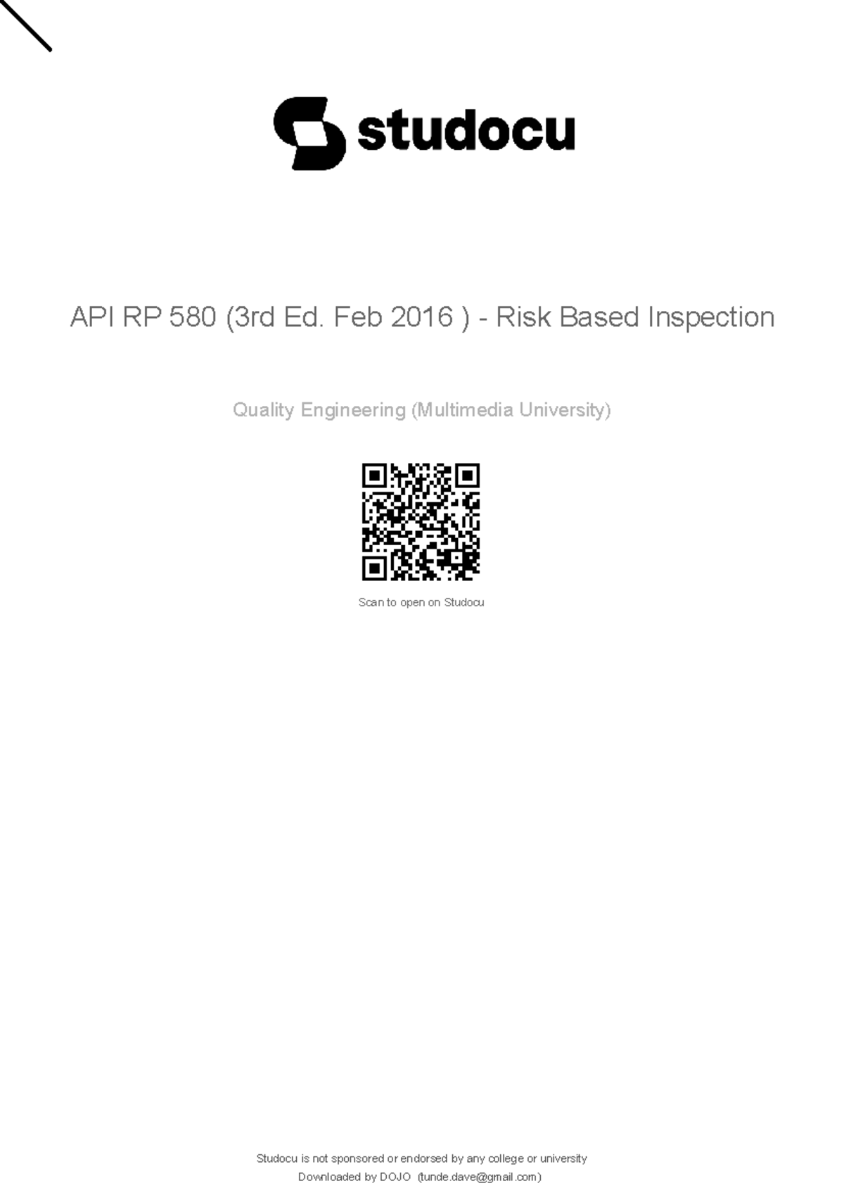 API RP 580 (3rd Ed. Feb 2016) - Comprehensive Guide to Risk-Based ...