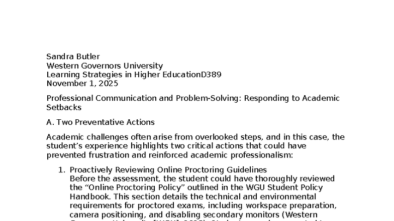 WGU D389 Learning Strategies & Academic Setbacks: A Reflection - Studocu