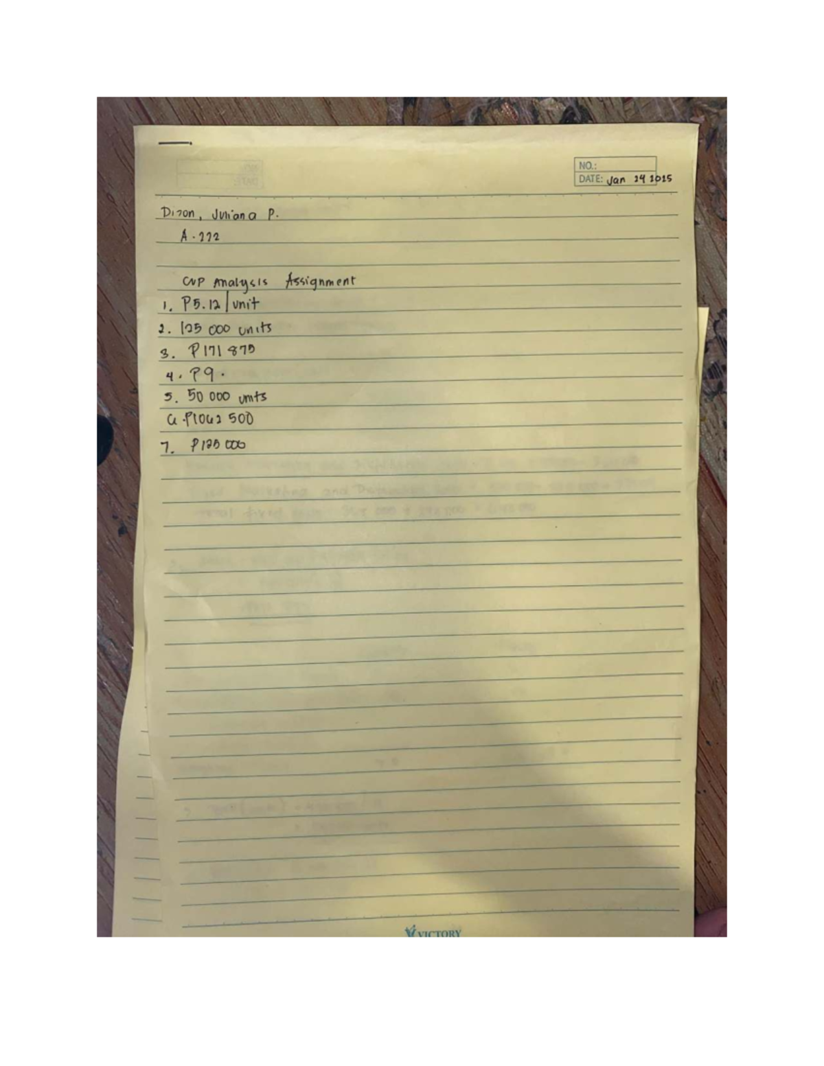 CUP CVP analysis assignment for course code CVP101 - Studocu