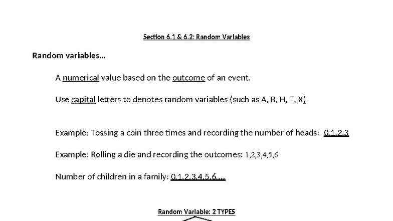 Chapter 6: Random Variables and Their Distributions (STAT 101) - Studocu