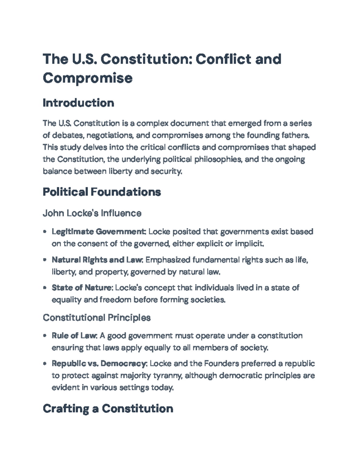 The U.S. Constitution: Conflicts and Compromises Analysis - The U ...