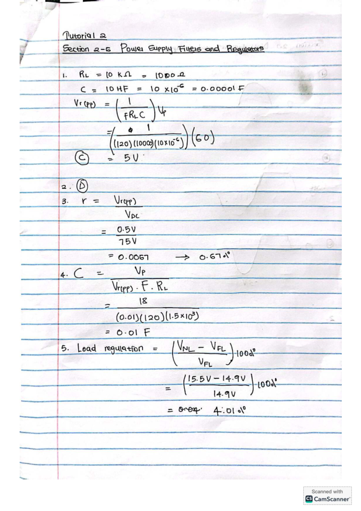 Tutorial 2 - Summary Electrical and Electronics Engineering - EEE150S - Tutorial 2 Section Power ...