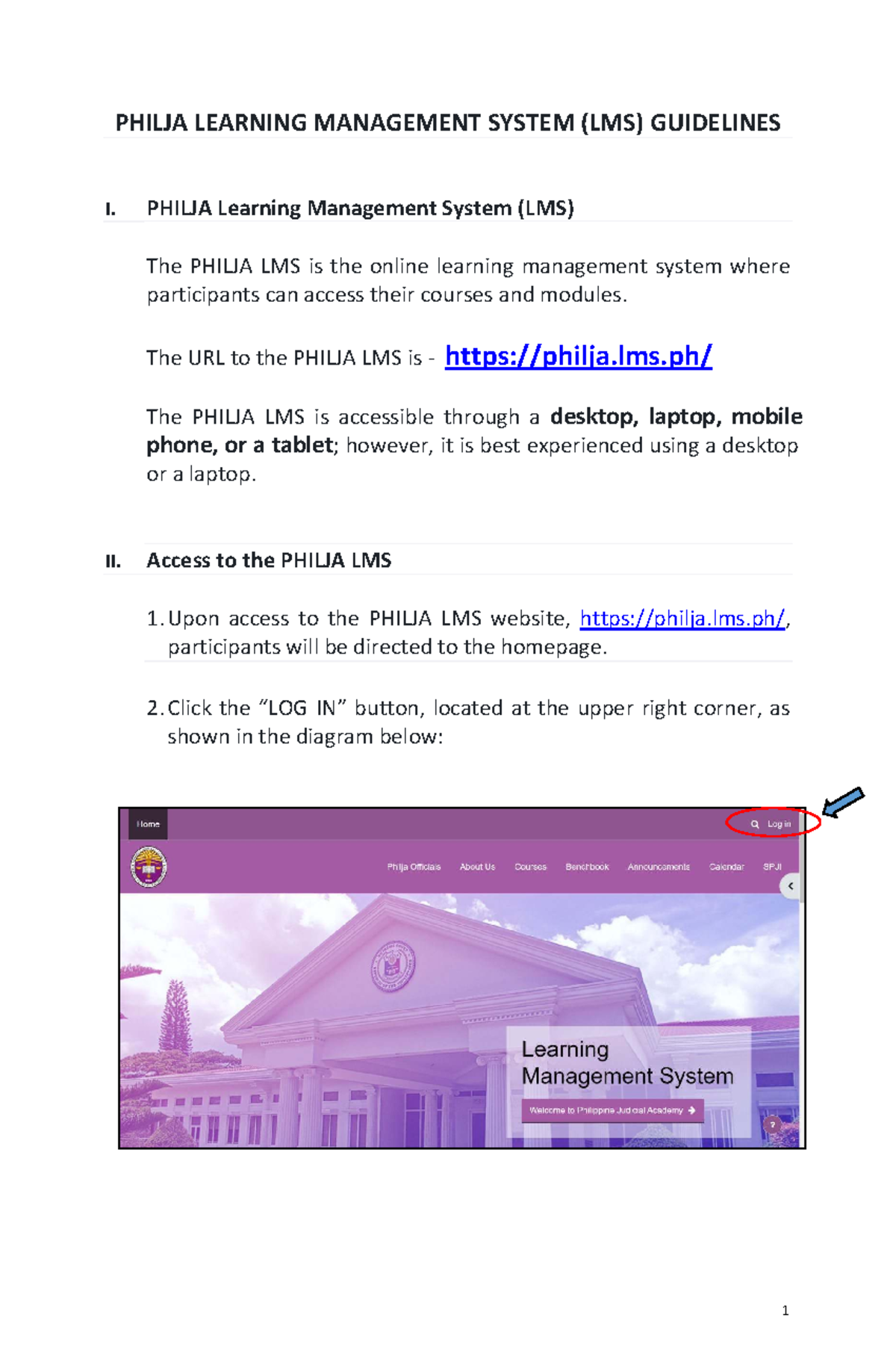 PHILJA LMS Guidelines for Participants - April 2025 - Studocu