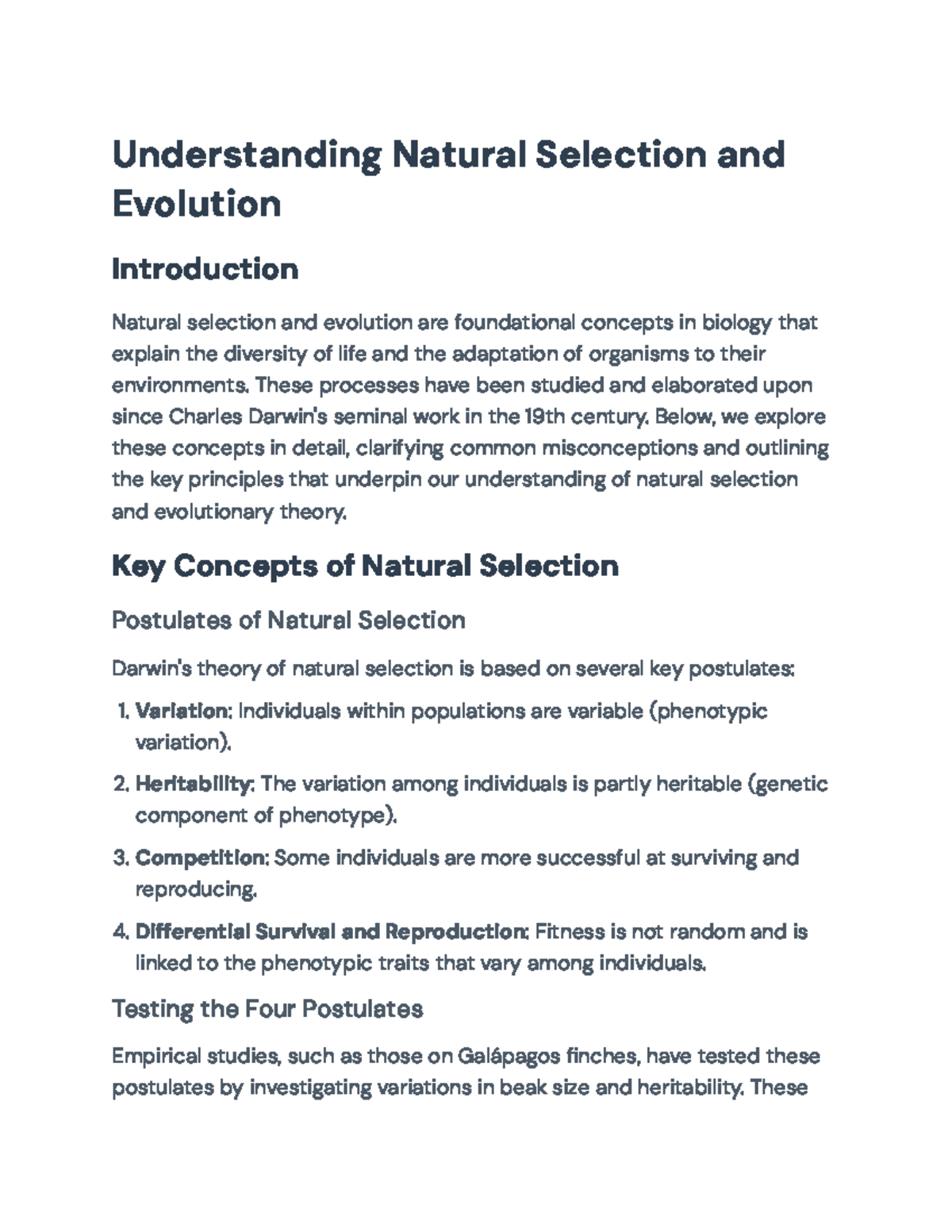 Understanding Natural Selection and Evolution: Key Concepts and ...