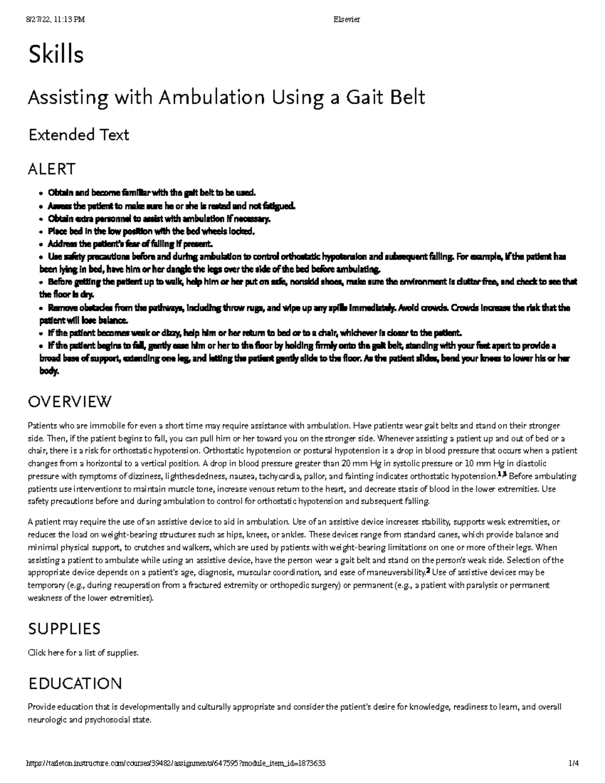 Assisting with Ambulation Using a Gait Belt: Extended Guide for Nursing ...