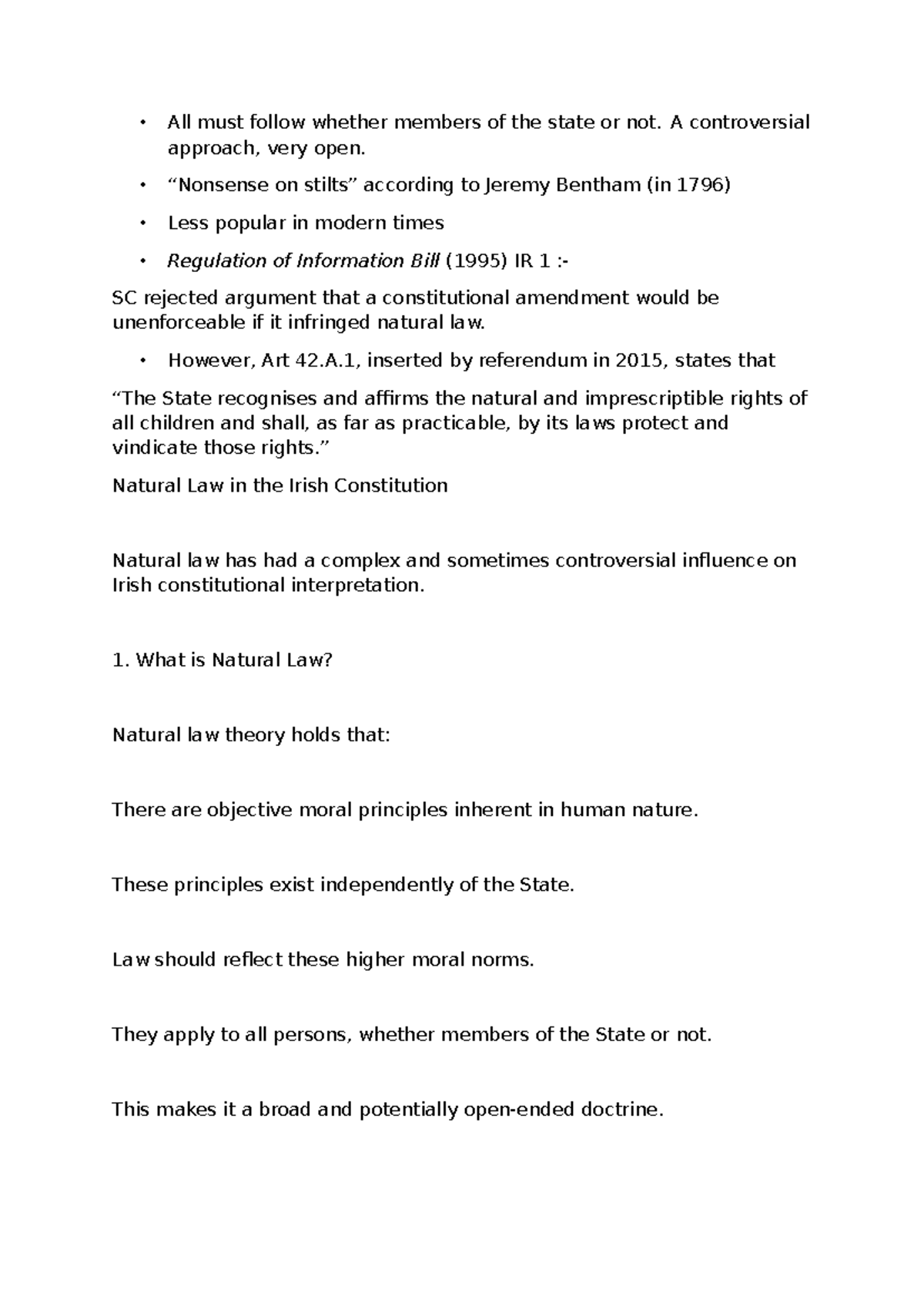 Natural Law: Notes for FE Exam on Irish Constitutional Interpretation ...