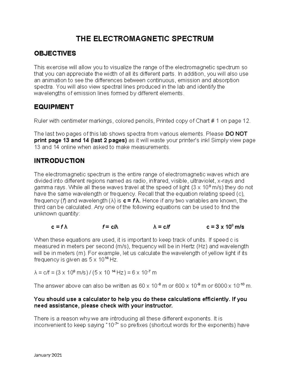 Lab 2: Exploring the Electromagnetic Spectrum (AS 2021) - Studocu