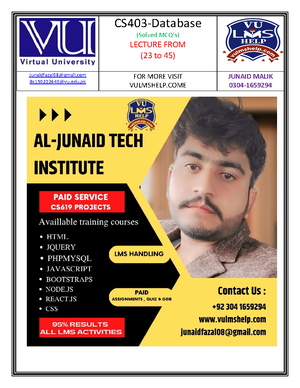 CS403 Database Management Systems Complete Handouts Pdf - - Studocu