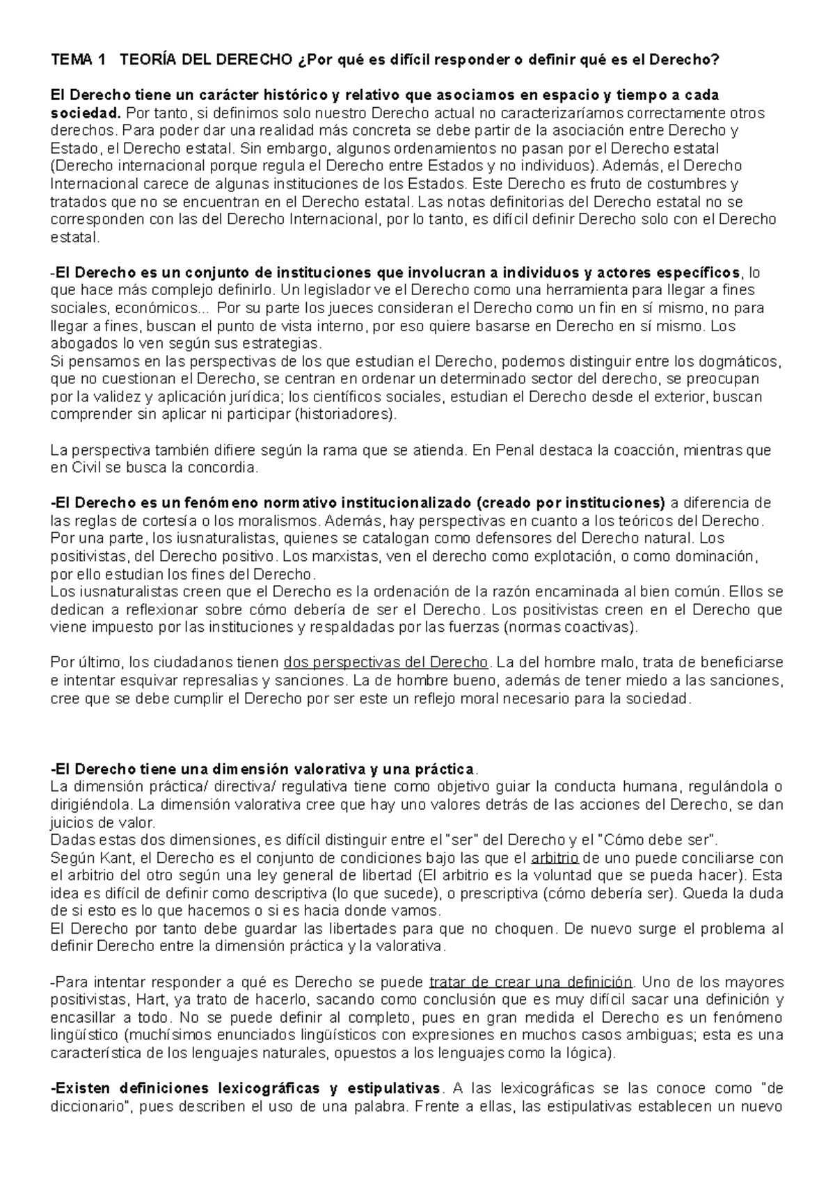 Teoría del Derecho: Definiciones y Perspectivas (TEMA 1) - Studocu