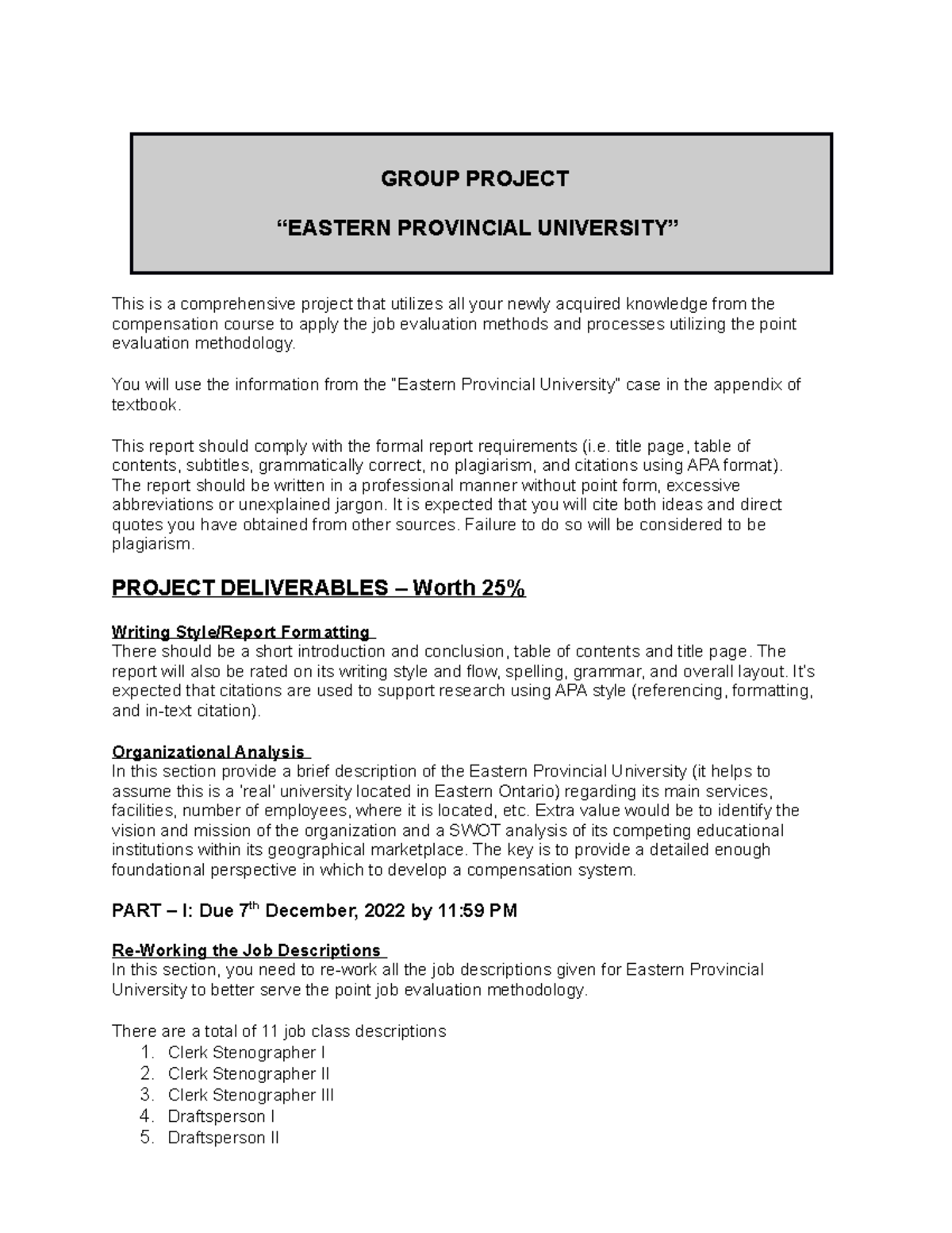 Eastern Provincial University Group Project Guidelines (Group ...
