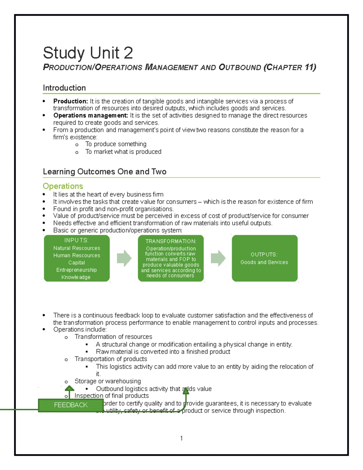Study Unit 6-Chapter 10 Outbound Logistics - Study Unit 6 Chapter 10 ...