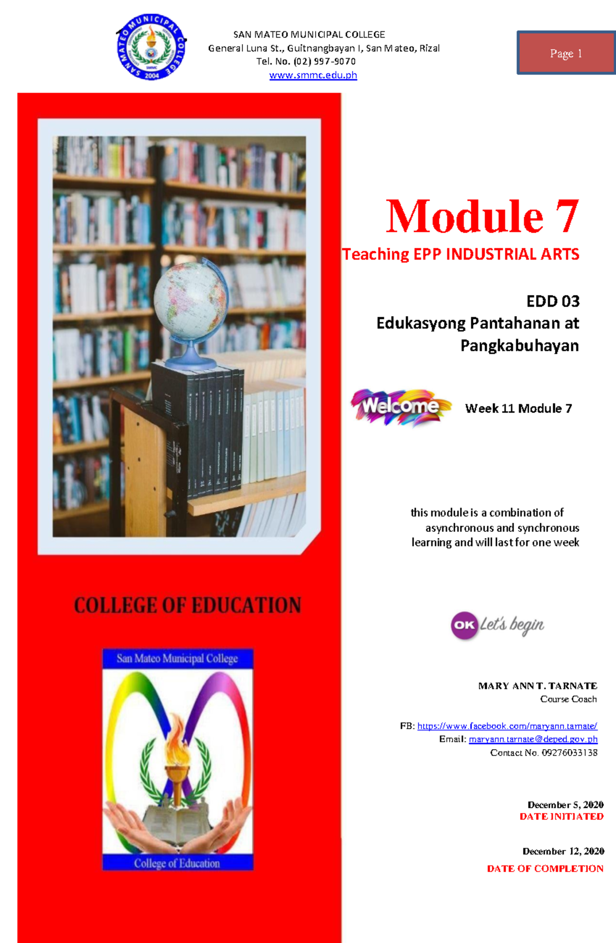 Module Week 11 EPP - EPP - General Luna St., Guitnangbayan I, San Mateo ...