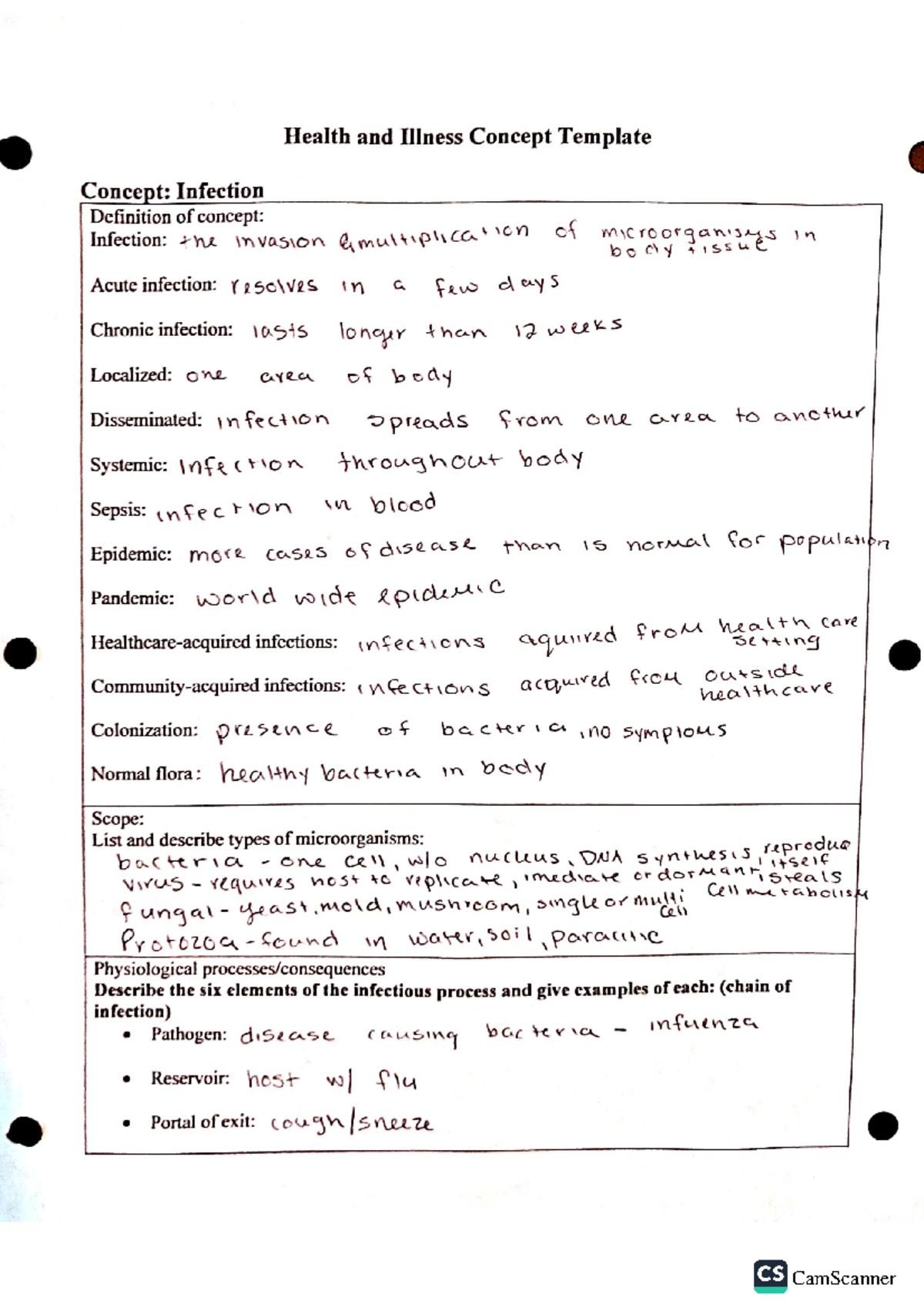 Nur 101 Week 3 Infection Concept Template and Overview - Studocu