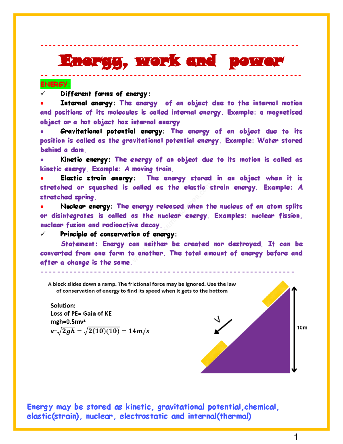 IGCSE Physics 0625: Energy, Work, and Power Concepts Explained - Studocu
