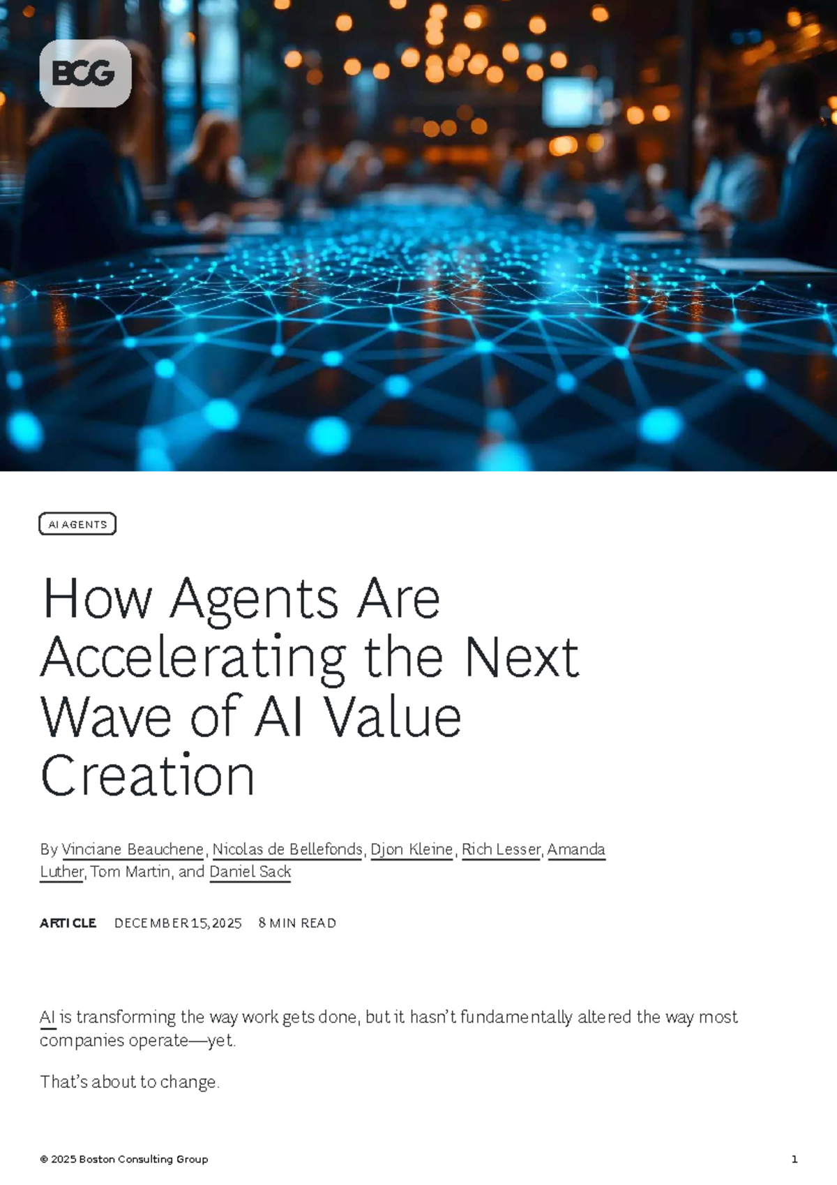 BCG - AI Agents: Transforming Workflows for Value Creation - Studocu