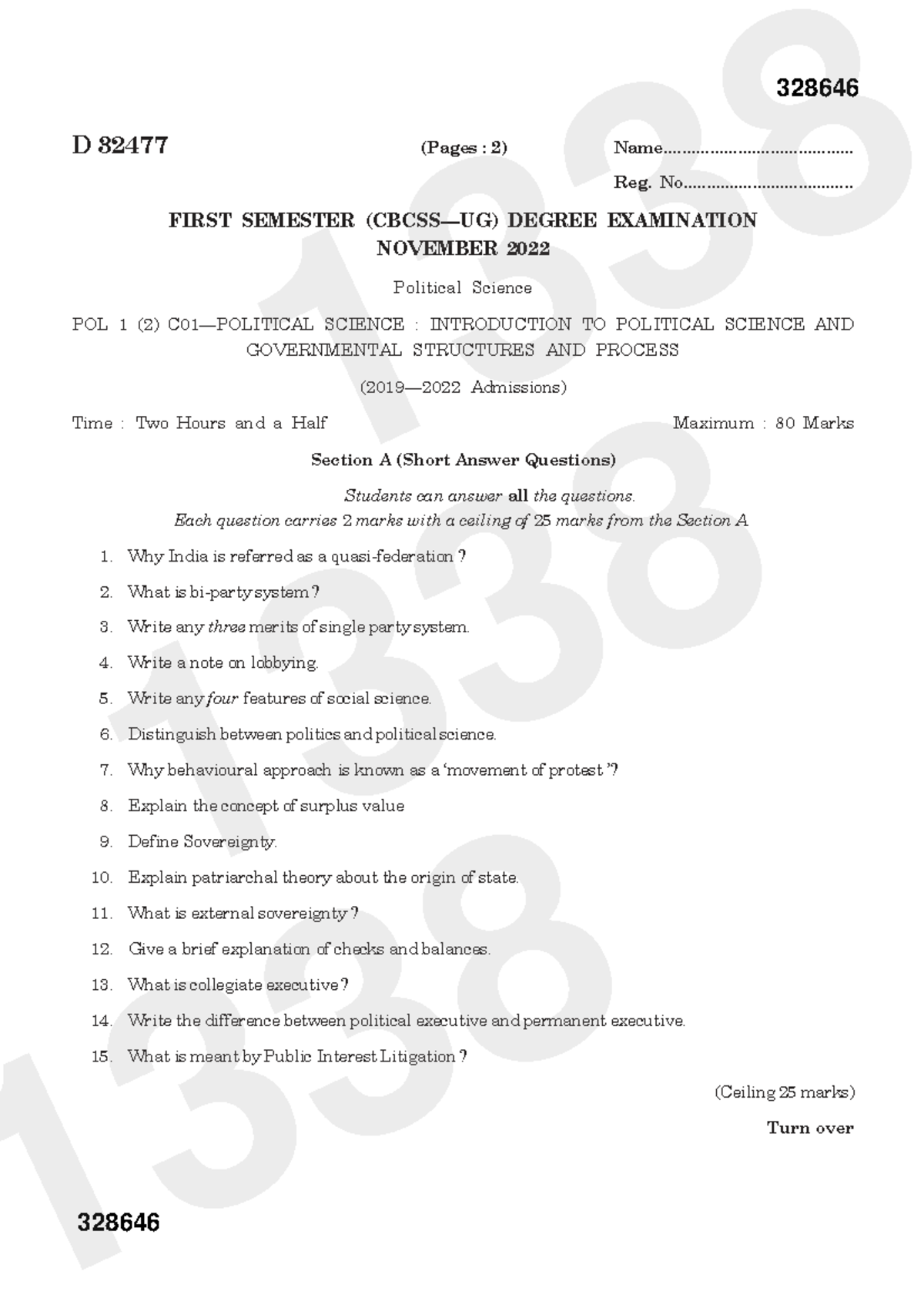 POL 1 (2) Final Exam: Introduction to Political Science & Government ...