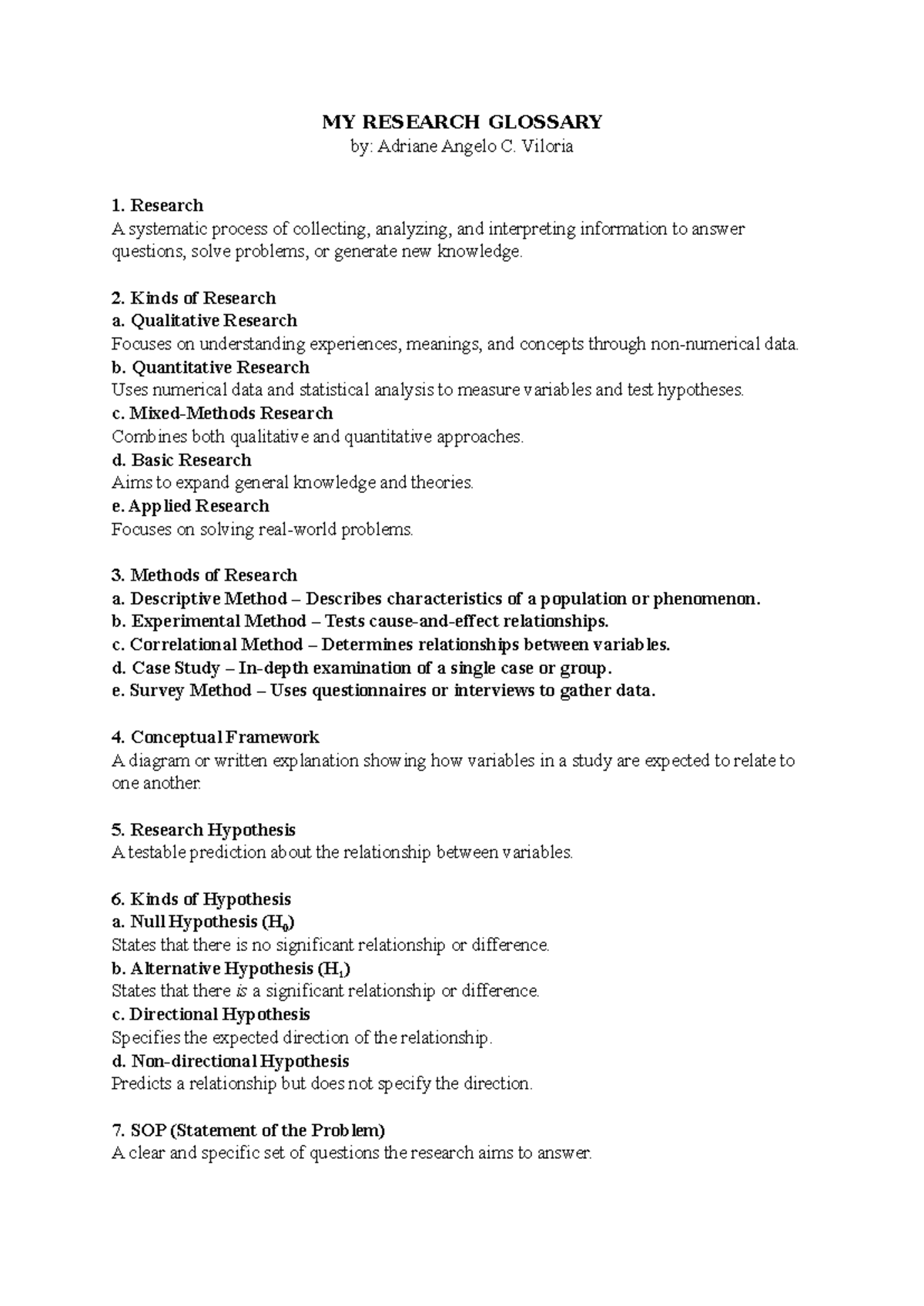 GAS 12 Research Glossary: Key Terms & Concepts for Study - Studocu